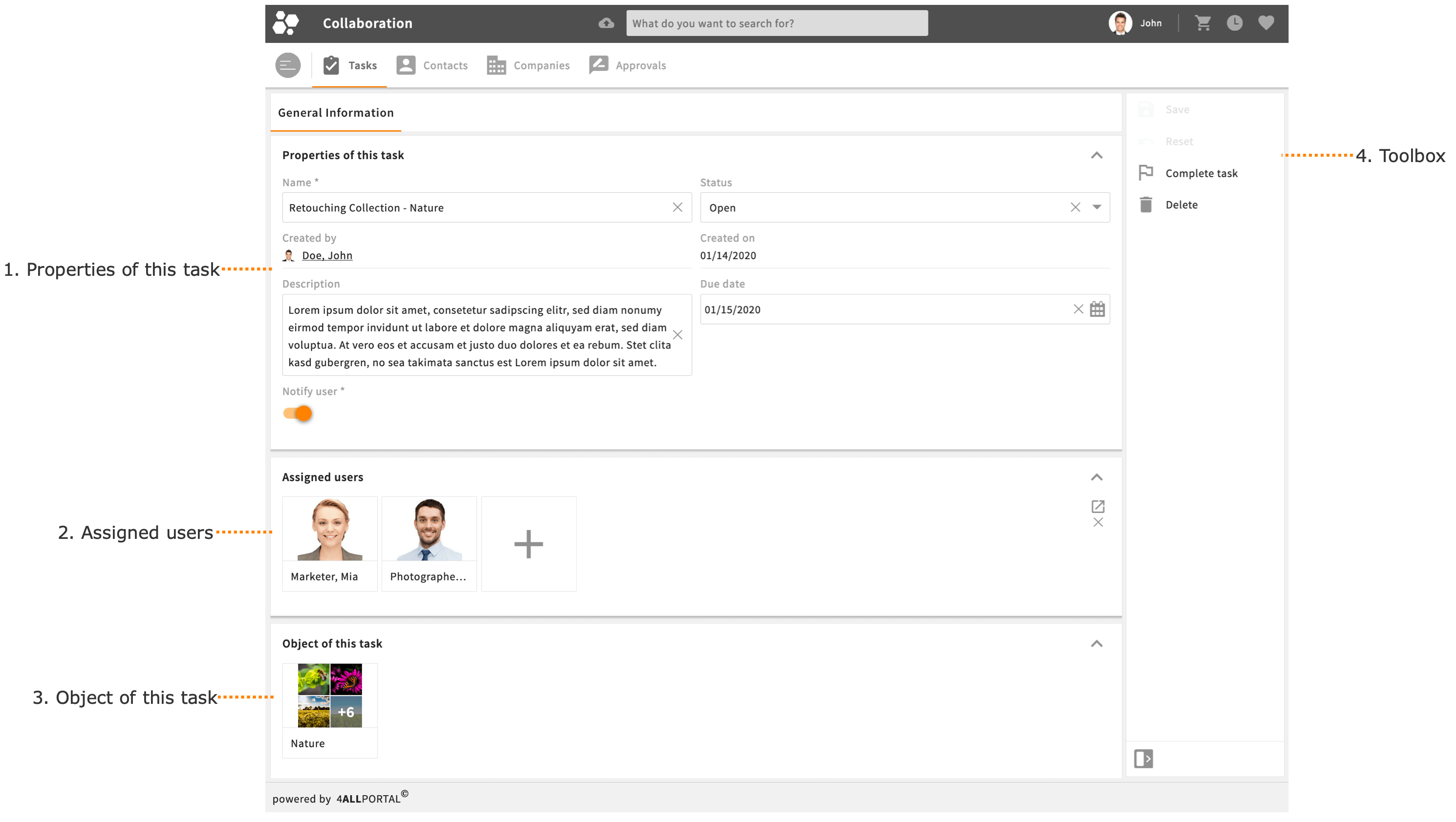 Detail View – Tasks